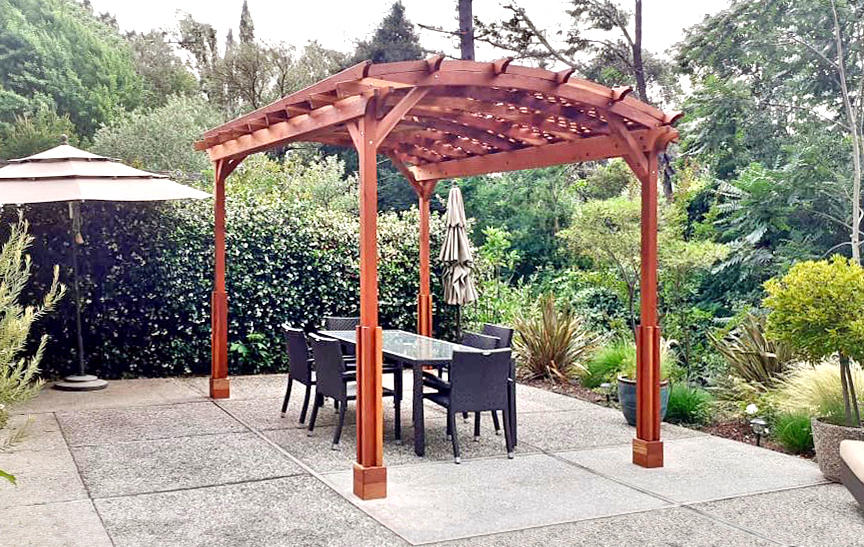Small Arched Pergola Kits: Redwood Arched Garden Pergolas