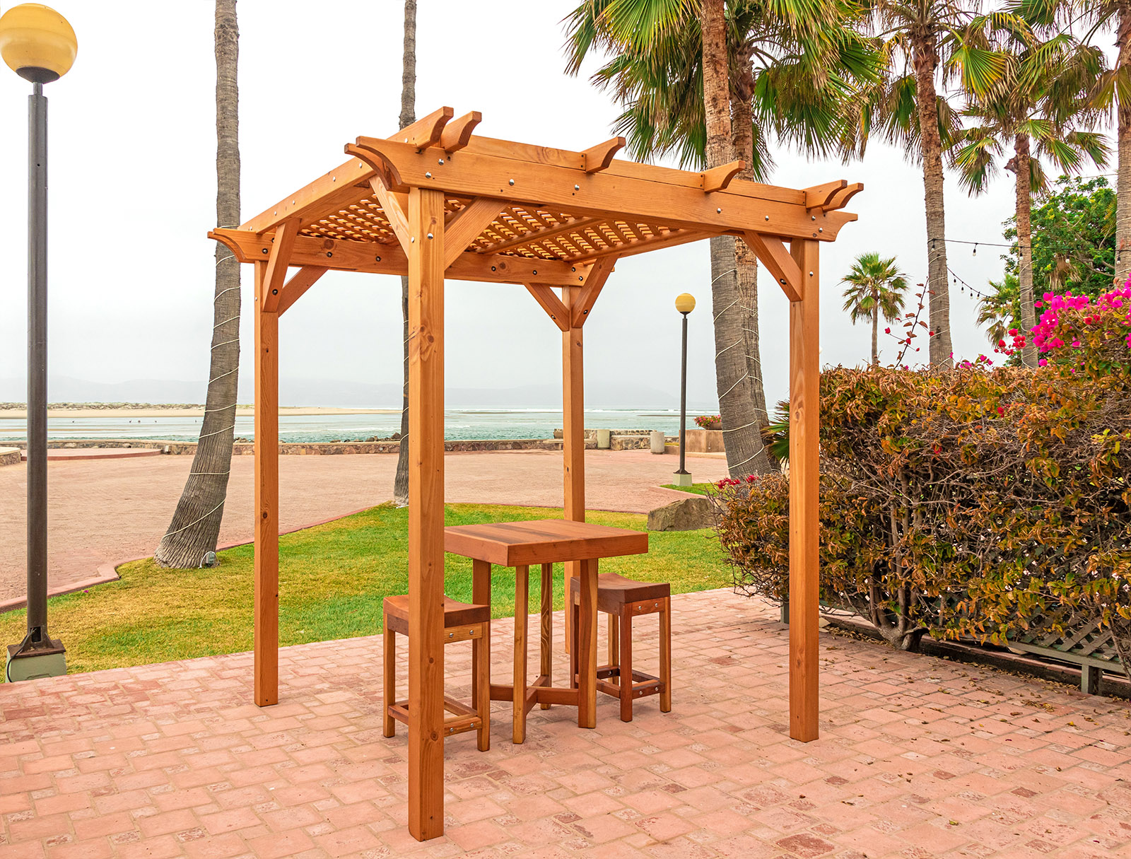 Small Lattice Pergola, Custom Made from Redwood