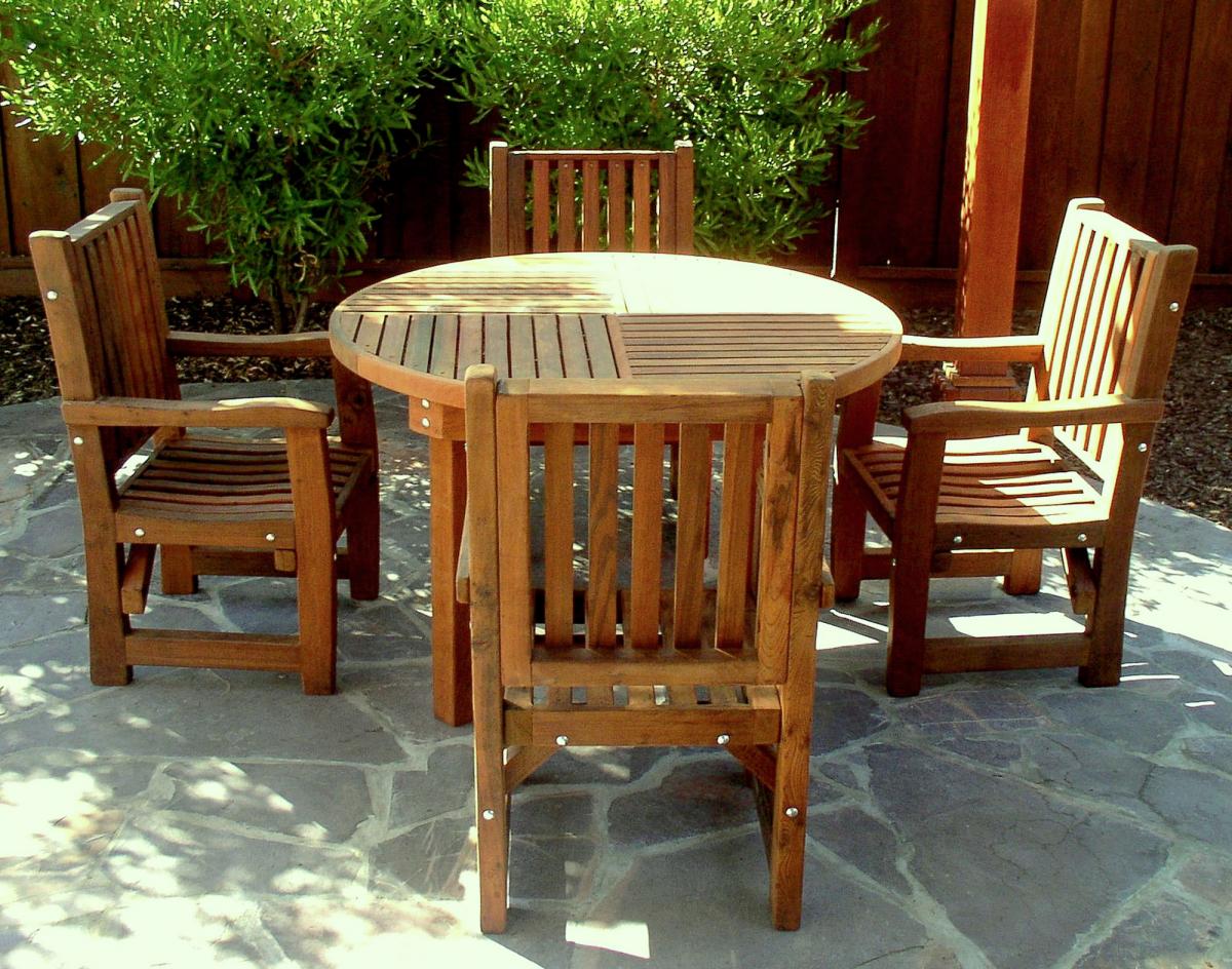 Round Wooden Card Table, Custom Redwood Tables for Sale
