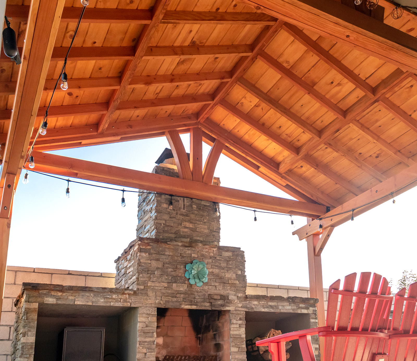 Del Norte Porch Pavilion: Redwood Pavilion Kit to Attach to House