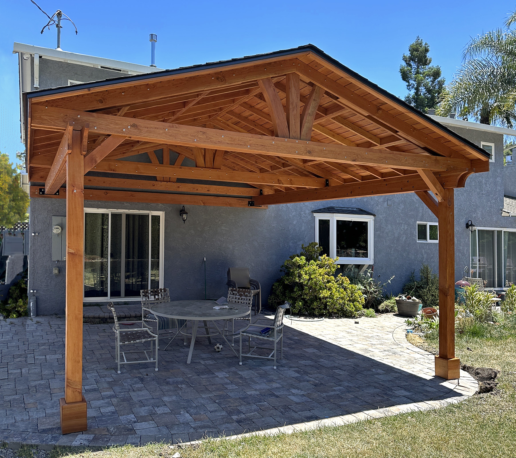 Del Norte Porch Pavilion: Redwood Pavilion Kit to Attach to House