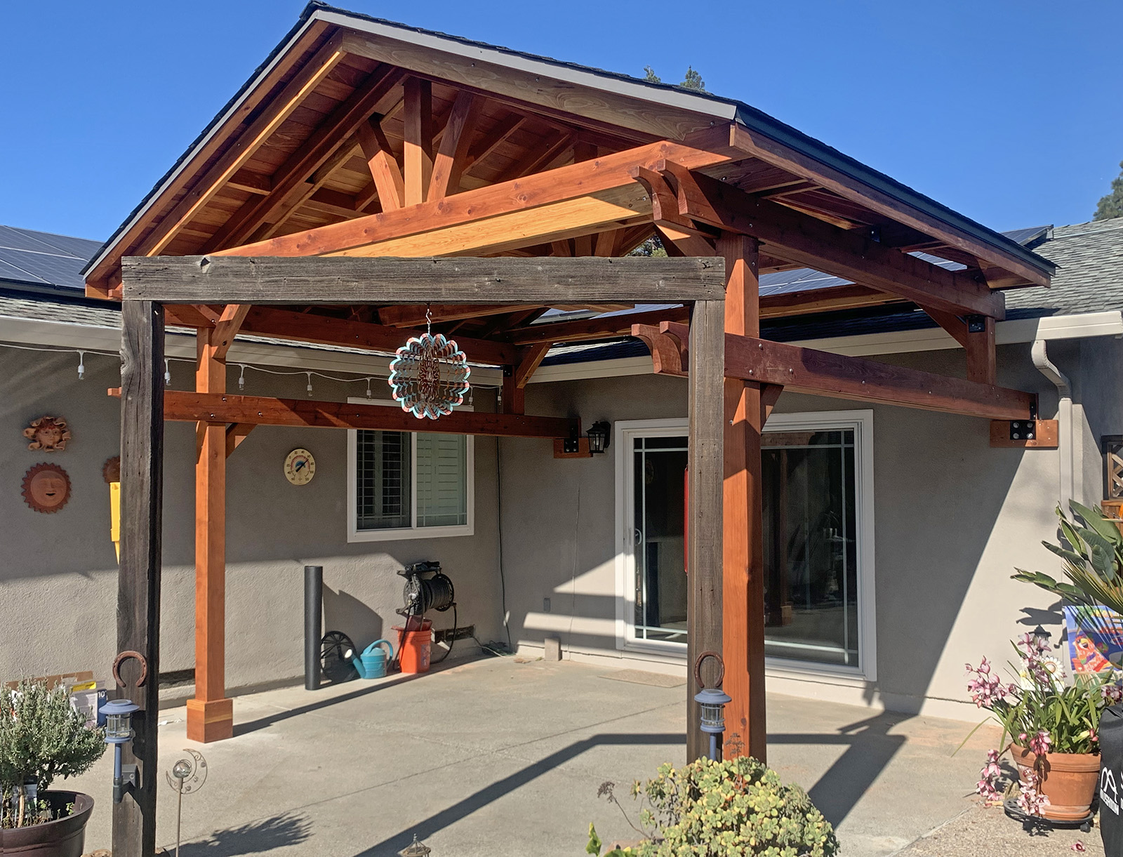 Del Norte Porch Pavilion: Redwood Pavilion Kit to Attach to House