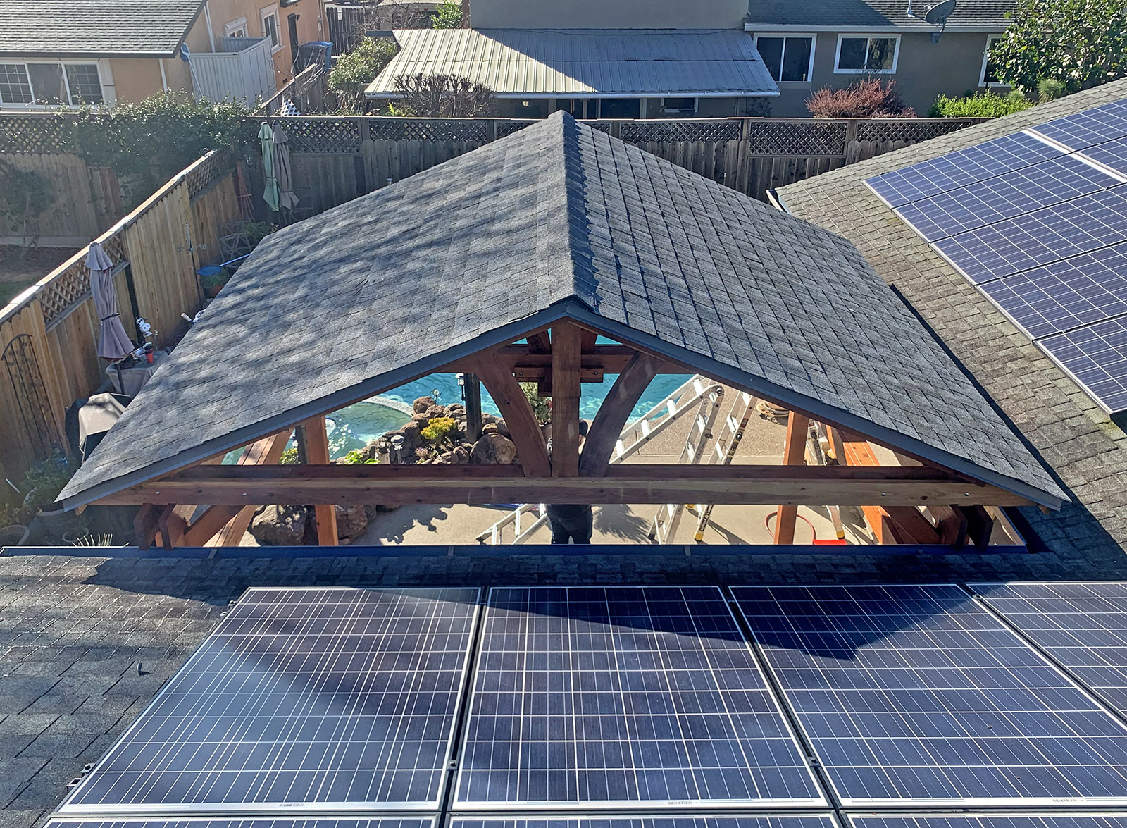 Del Norte Porch Pavilion: Redwood Pavilion Kit to Attach to House