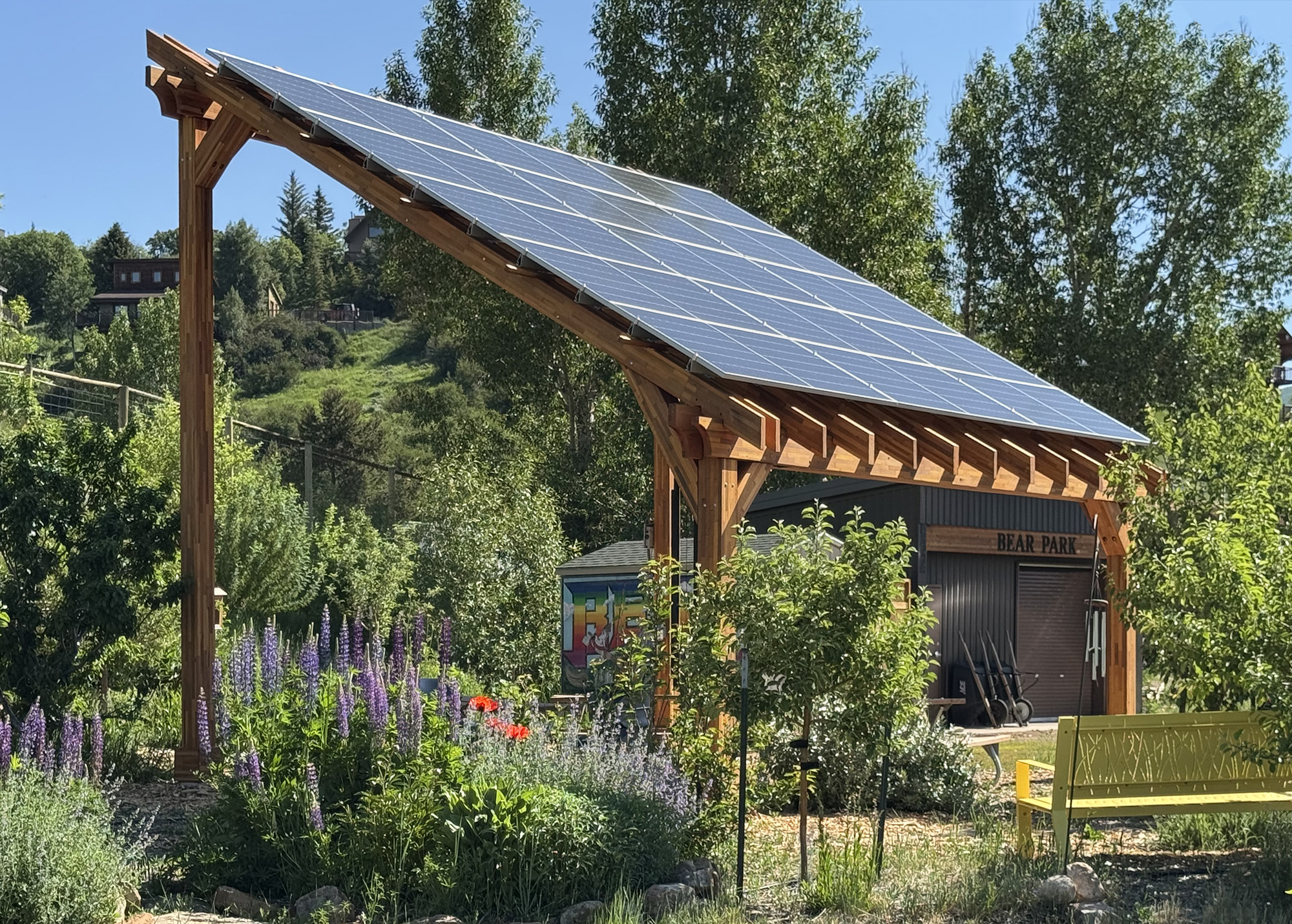 Solar Pergola, Custom Made from Redwood