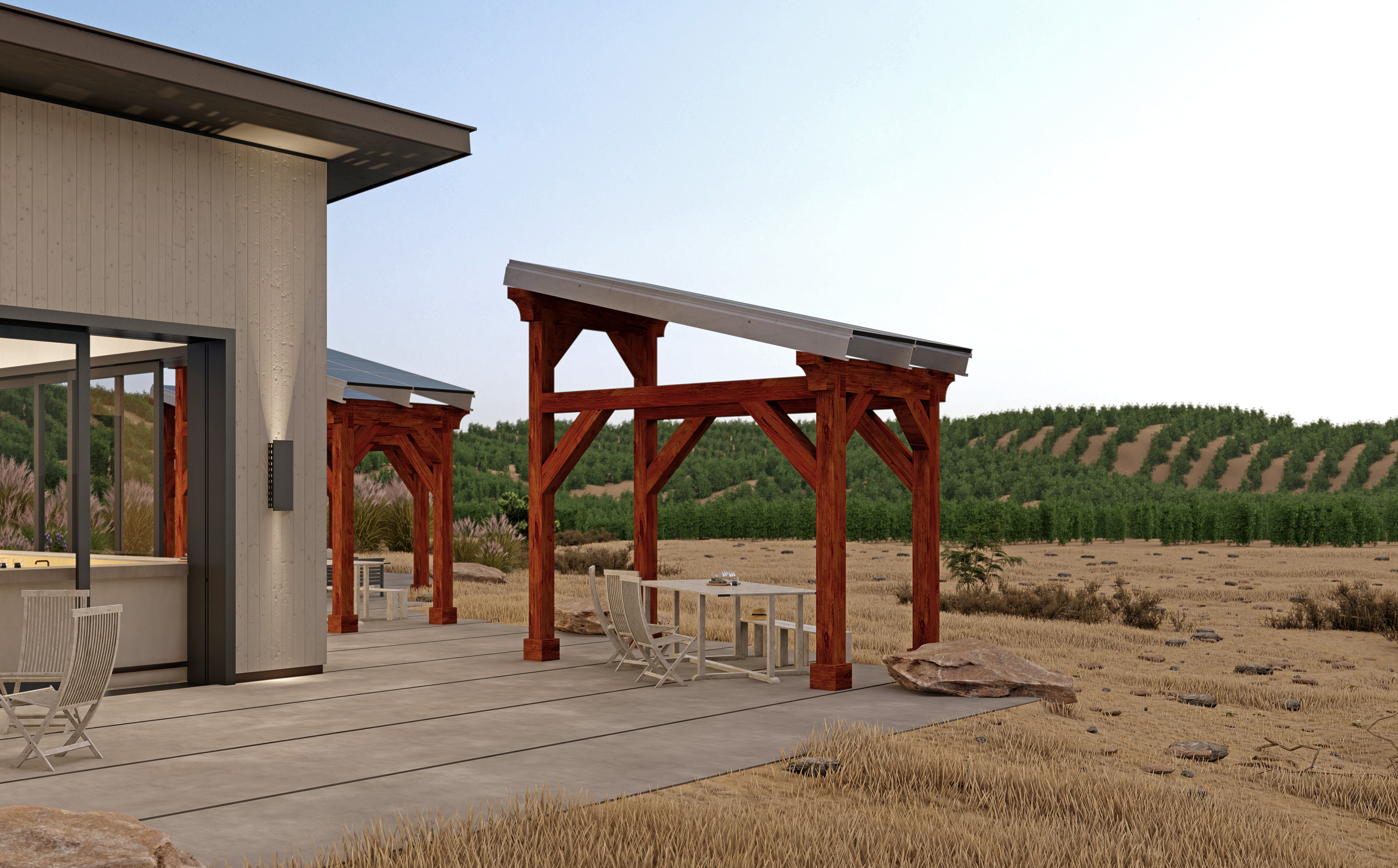 Solar Pergola, Custom Made from Redwood