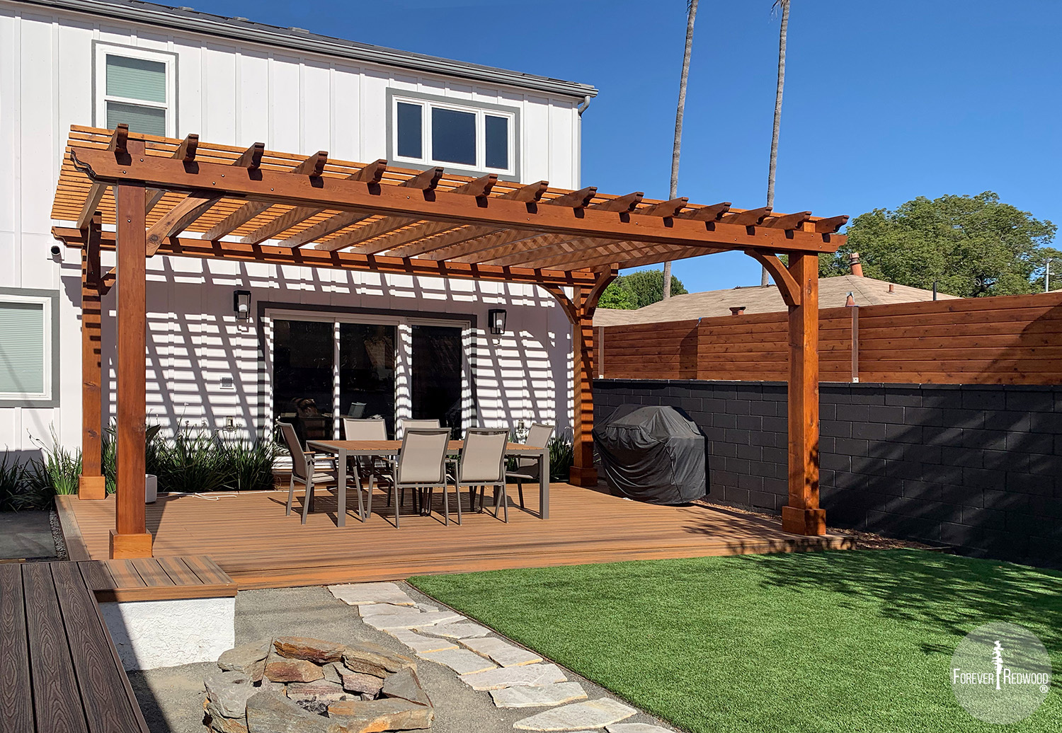 The Traditional Wooden Garden Pergola, Custom Made from Redwood