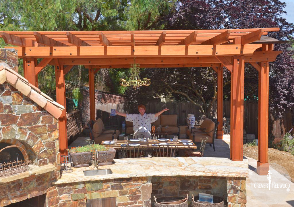 The Traditional Wooden Garden Pergola, Custom Made from Redwood