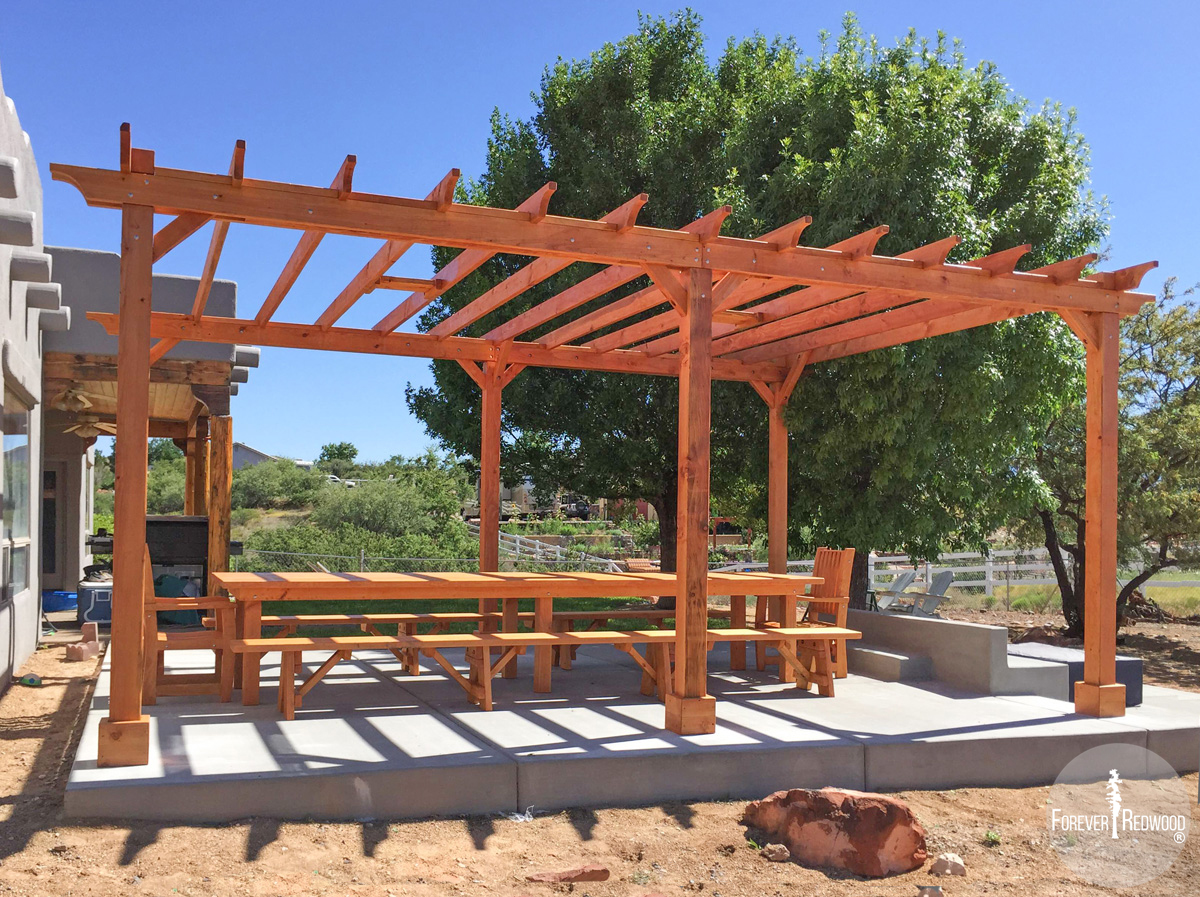 The Traditional Wooden Garden Pergola, Custom Made from Redwood