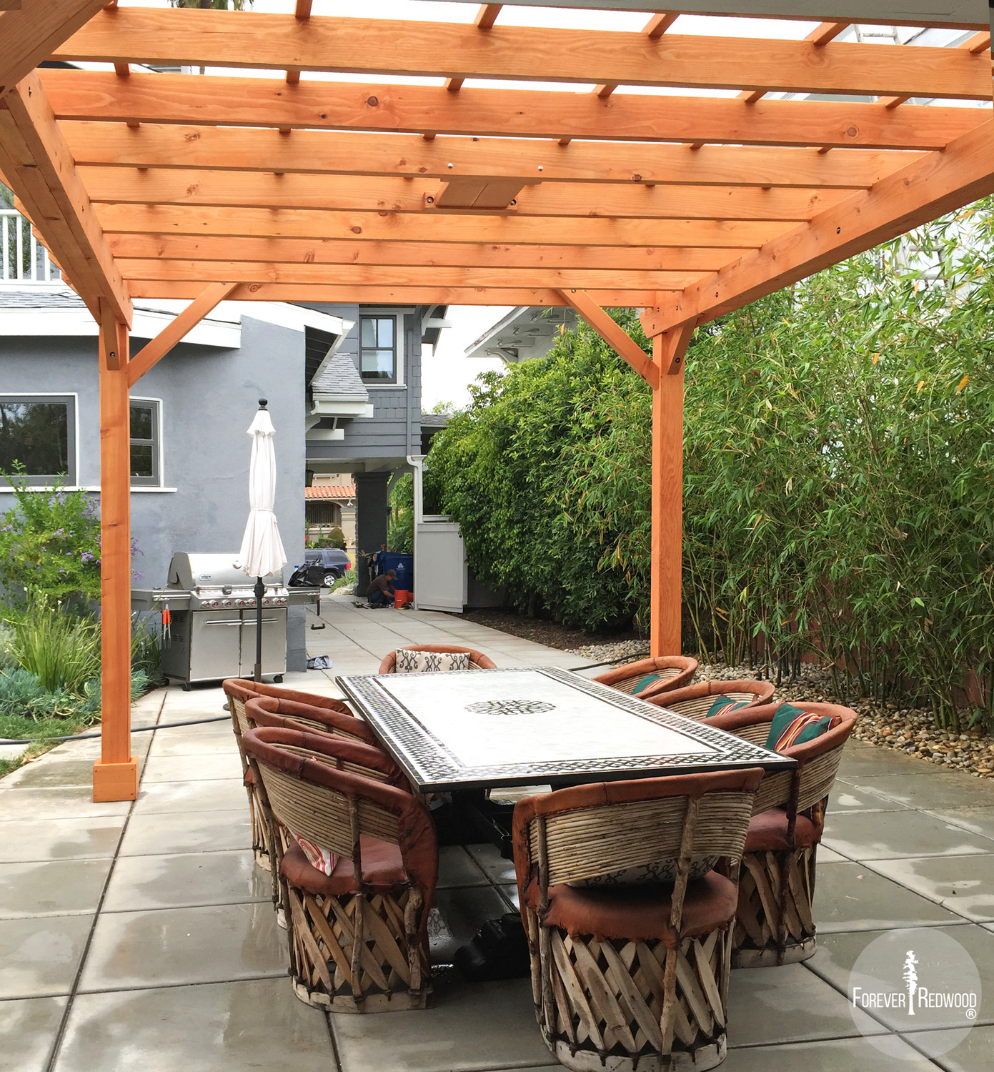 The Traditional Wooden Garden Pergola, Custom Made from Redwood