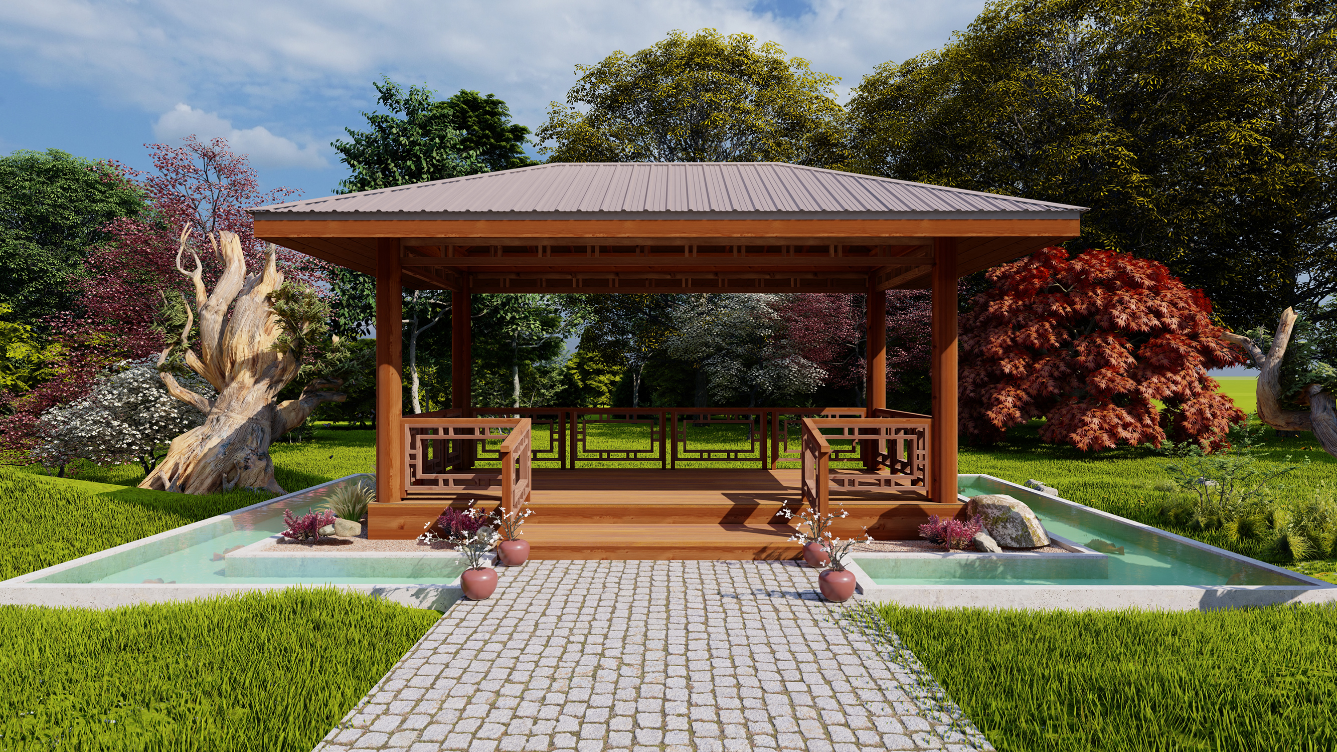 The Zen Garden Pavilion - ForeverRedwood.com