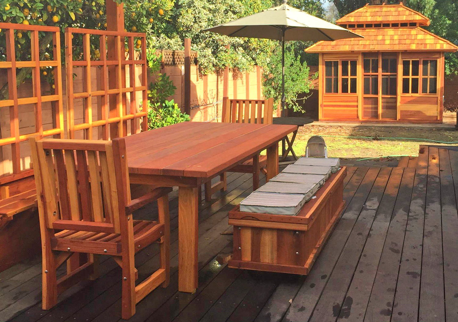 Wooden Storage Bench | Forever Redwood