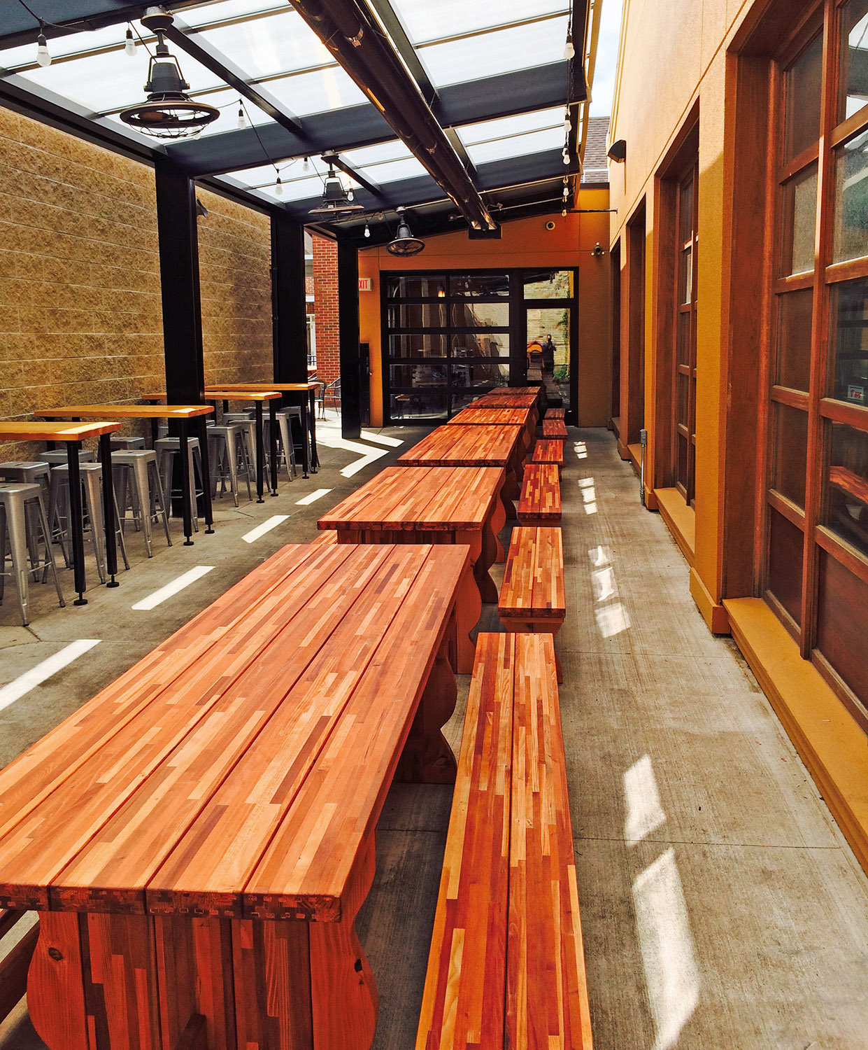 Natural Wood Outdoor Dining Table with Benches