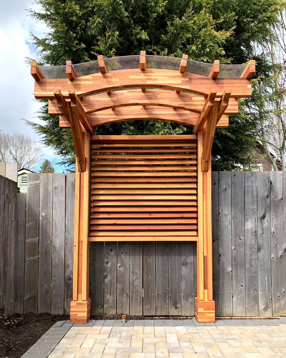 Two-Post Arched Wood Arbor | Forever Redwood