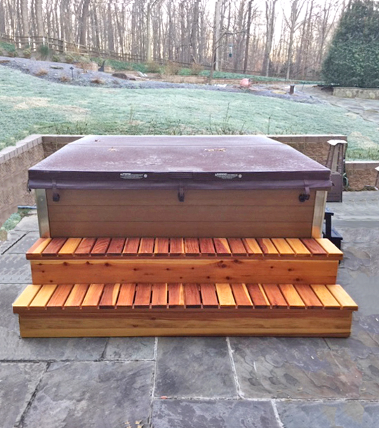 Redwood Spa Steps, Wooden Steps Made of Redwood