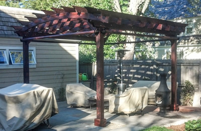 Corner Pergola: Fan Shaped Wood Pergola Kit for Sale