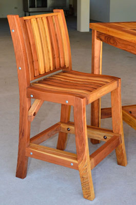 Round Redwood Cocktail Table - Custom Made Wood Tables